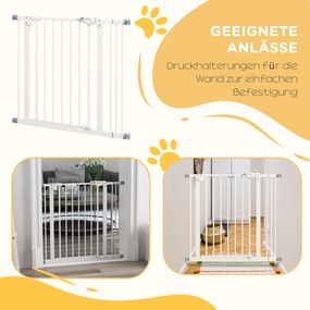 Bezpečnostní branka PawHut pro psy, zábrana, 74-87 cm, schodišťová branka pro domácí zvířata, branka pro psy včetně nástavce, bezpečnostní branka bez…
