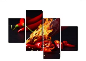 Vícedílný obraz Hořící Nůž Nedostatek Nedostatek Plátno Canvas 120x75