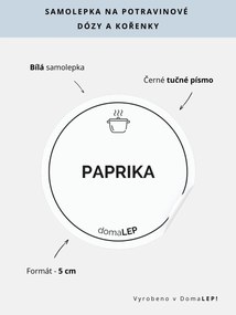 Samolepka na kořenky PAPRIKA bílá 5 cm tučné písmo