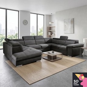 Šedá sedací souprava ROSSO U | 225x350x256 | rozkládací s úložným prostorem | TOP tkanina s impregnací | SKLADEM
