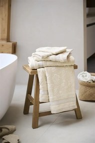 Pip Studio ručníky z bavlněného froté Jasmine Jacquard, pískové (Luxusní ručníky z bavlněného froté v designu Jasmine Jacquard v pískové barvě)