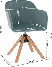 Otočné křeslo ALIGNA - látka Velvet, neomint / buk