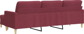 3místná pohovka s podnožkou vínová 210 cm textil 3278255