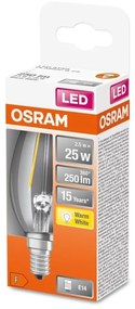 Malá LED svíčková žárovka E14 2,5 W CLASSIC B, teplá bílá