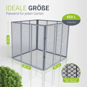 Juskys Kovový kompostér na zahradní odpad Barva: stříbrná, Objem: 450 l