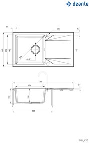 Deante Dřez Evora s odkapávačem, granit - ZQJ S113 šedý metalic