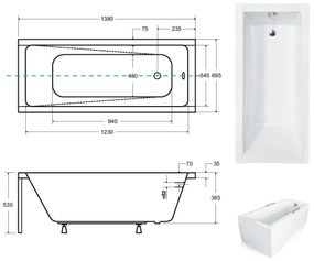 Besco Modern akrylátová vana Délka vany: 160cm