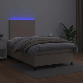 Box spring postel matrace a LED cappuccino 120x190cm umělá kůže 3270286