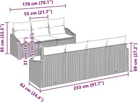 Sada zahradních pohovek 8 ks Černá polyratan 3347793