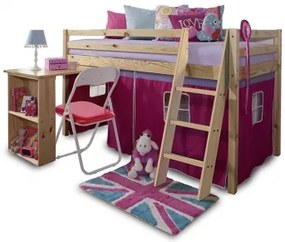 Dětská patrová postel s PC stolem Alzena růžová - TempoKondela