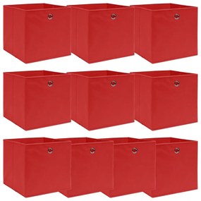 Úložné boxy 10 ks červené 32 x 32 x 32 cm textil 288363