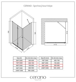 CERANO - Sprchový kout Volpe L/P - chrom, transparentní sklo - 70x90 cm - skládací