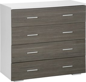 HOMCOM Skříňka s úložným prostorem v moderním stylu, 4 zásuvky, 76 x 35 x 72 cm, bílá a šedá | Aosom