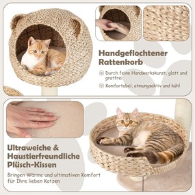Costway 121 cm vysoký šplhací strom na škrabadlo s Cat Cave, přírodní