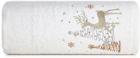 Bavlněný vánoční ručník bílý se soby