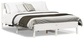 Rám postele s čelem bílý 135 x 190 cm masivní borovice - Default Title