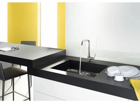 Vima Dřezový set Hansgrohe 3/C- Granitový dřez, 1,5 sektoru, 96x48cm, Šedá + Dřezová baterie Hansgrohe Focus