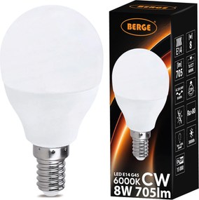 SADA 6x LED žárovka G45 E14 8W 705lm - studená bílá