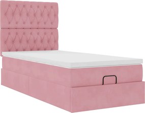 Osmanský rám postele s matracemi růžová 90x200cm samet 3314371