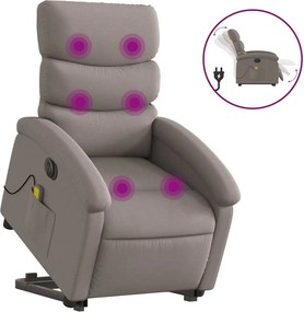 Elektrické zvedací masážní polohovací křeslo taupe textil 3204022