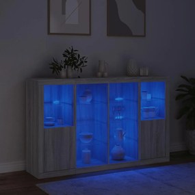 Příborníky s LED osvětlením 3 ks šedé sonoma kompozitní dřevo 3209140