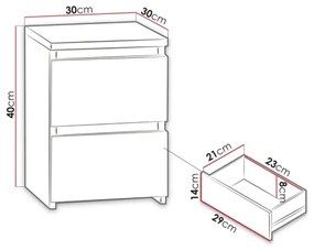 Noční stolek MALWA 40x30 cm lesklá bílá