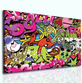 Obraz graffiti růžové Velikost (šířka x výška): 130x100 cm