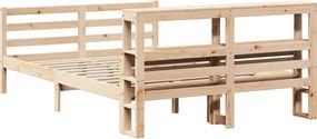 Rám postele s čelem bílý 140 x 200 cm masivní borové dřevo 3305943