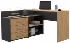 Rohový psací stůl DANY dub artisan/šedá