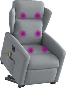 Elektrické zvedací masážní polohovací křeslo světle šedé textil 3303164