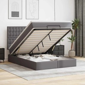 Osmanský rám postele s matrací šedá 140x190cm umělá kůže 3313853