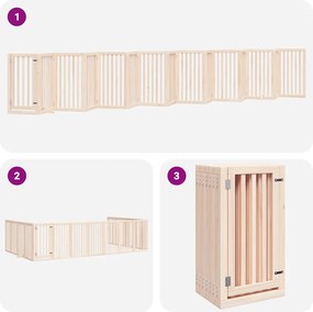 Zábrana pro psy s dvířky skládací 15 panelů 750 cm topol 3155646