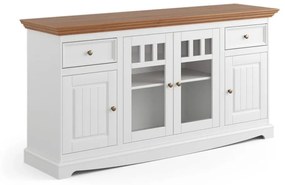 Massive home | Belluno Elegante bílá komoda 4D2S z masivu s dubovou deskou