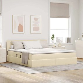 Postel s úložným prostorem a matrací Krémová 180 x 200 cm Samet 3370465