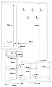 Předsíňová stěna se zrcadlem KAVI dub artisan