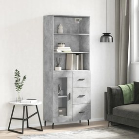 Skříň highboard betonově šedá 69,5x34x180 cm kompozitní dřevo,  3189529