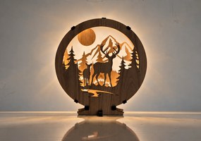 Li-Go "Jelen a laň" lampa 20x22 cm provedení povrchu: dub světlý