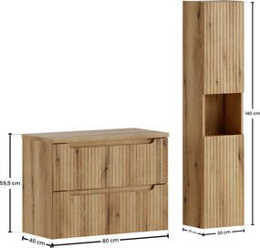 Koupelnová sestava Nova s deskou a skříňkami 80 cm dub coast evoke