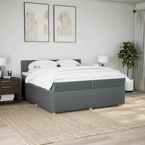 Box spring postel s matrací tmavě šedá 200x200 cm textil 3287564