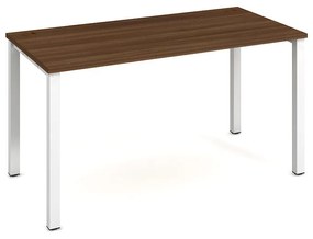 Stůl pracovní rovný 140 cm - Hobis Uni US 1400 Dekor stolové desky: ořech, Barva nohou: bílá