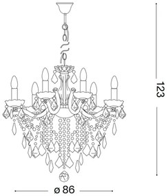 Ideal Lux - Křišťálový lustr na řetězu FLORIAN 18xE14/40W/230V pr. 86 cm zlatá