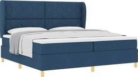 Postel s boxspringem s čelo Modrá 200 x 200 cm textil 3340843