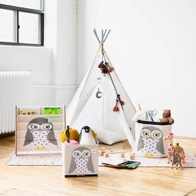 3 SPROUTS Stojan na knížky 3 Sprouts Owl Gray