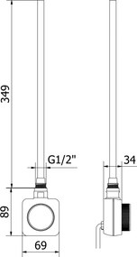 Mexen Mars, elektrické topné těleso 700 x 500 mm, 300 W, černá, W110-0700-500-6300-70