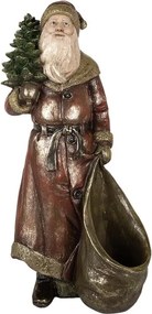Vánoční dekorace figurka Santa s pytlem na dárky a stromkem - 24*17*47 cm