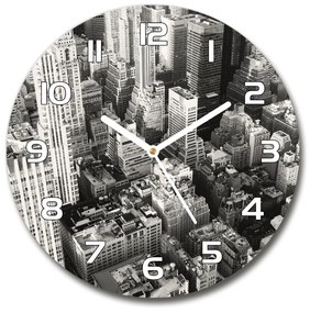 Wallmuralia Skleněné hodiny kulaté New York ptačí pohled fi 30 cm