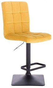 LuxuryForm Barová židle TOLEDO VELUR na černé podstavě - žlutá