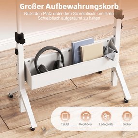 Costway Stůl k stání, výškově nastavitelný 70-117 cm, na kolečkách
