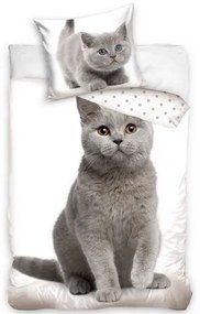 TipTrade Bavlněné povlečení Kočka a koťátko, 140 x 200 cm, 70 x 90 cm