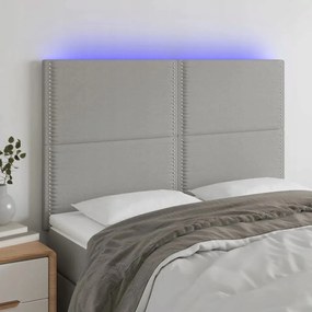 Čelo Postele S Led Světle Šedé Textil Světle Šedá 144 x 5 x 118/128 cm